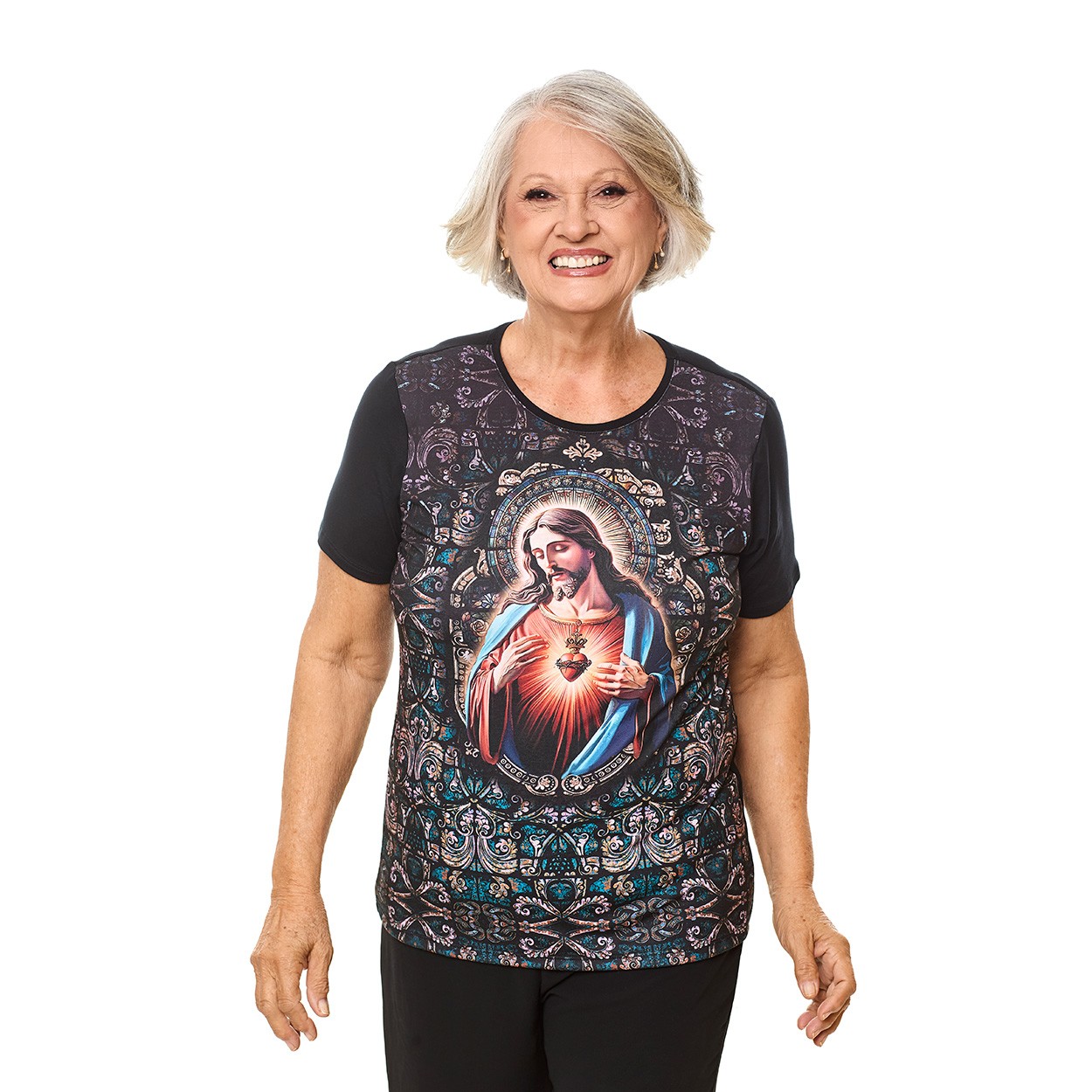 BABY LOOK SAGRADO CORAÇÃO - PRETA - GG